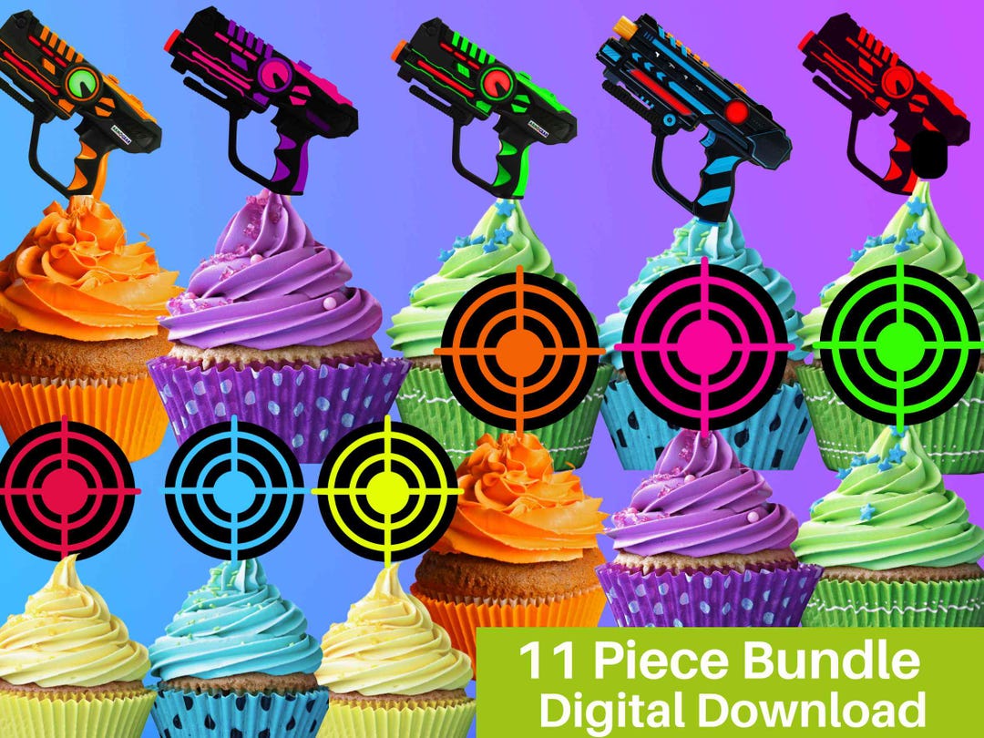 Printable Laser Tag Cupcake Toppers. Instant Digital Download 11 Piece ...