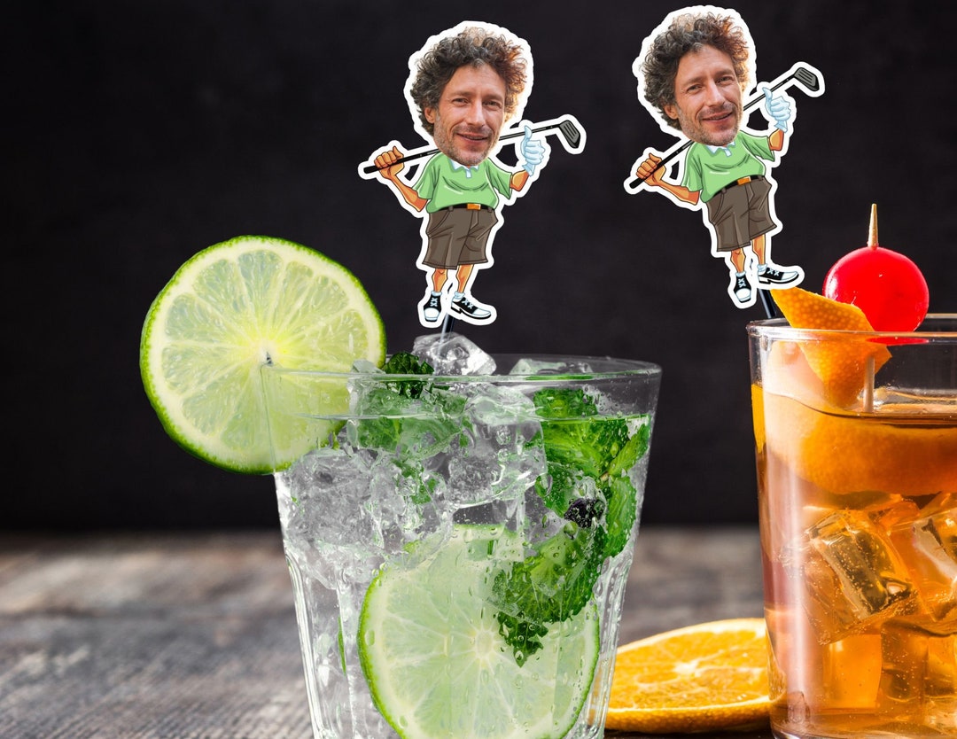 Funny Golf Over the Hill Drink Stirrers Personalized With Face, Stir ...