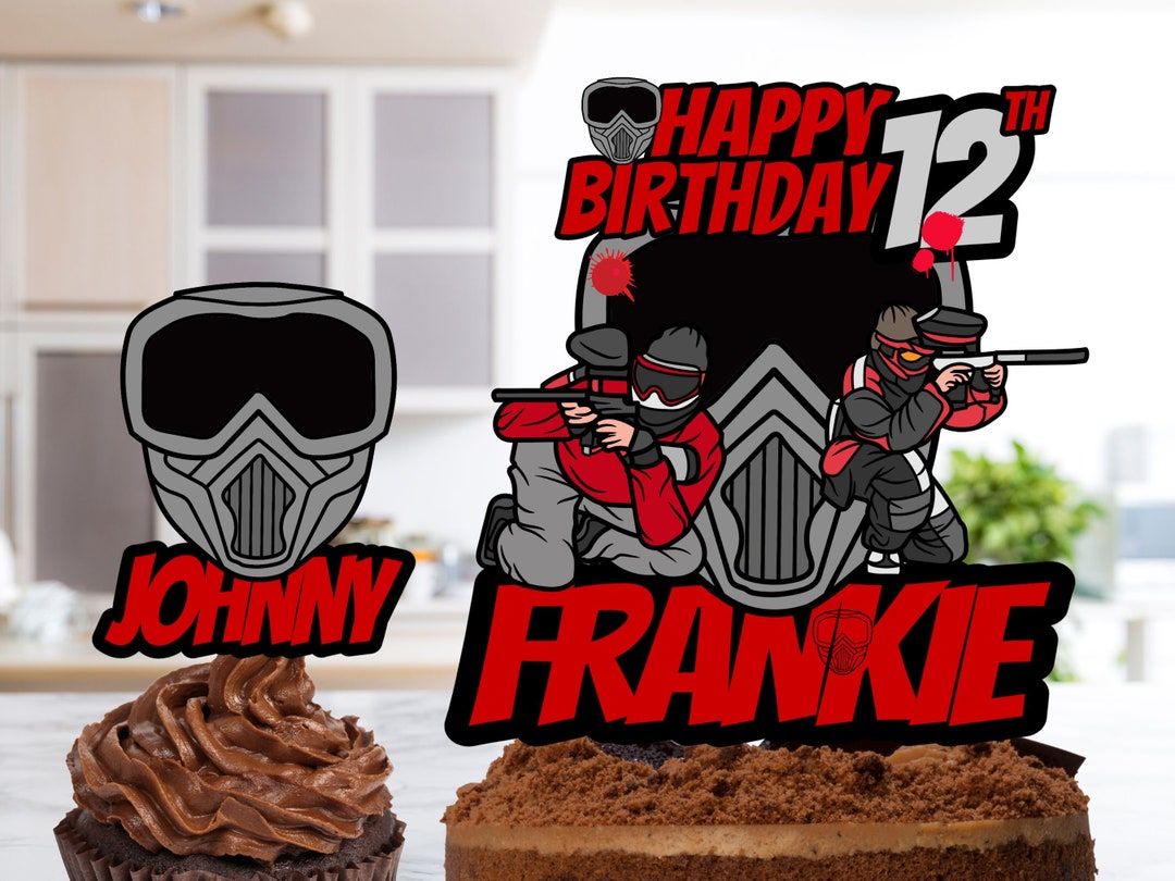 Paintball Cake & Cupcake Topper Bundle Fast Shipping Done - Etsy