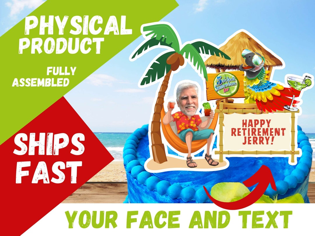 Tropical Parrot Cake Topper Custom Retirement Birthday Margarita ...