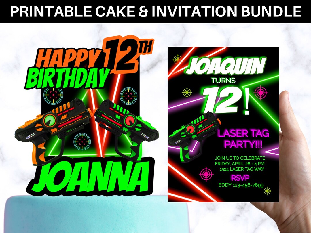 Laser Tag Super Bundle Personalized Birthday CAKE & INVITE Laser Tag ...