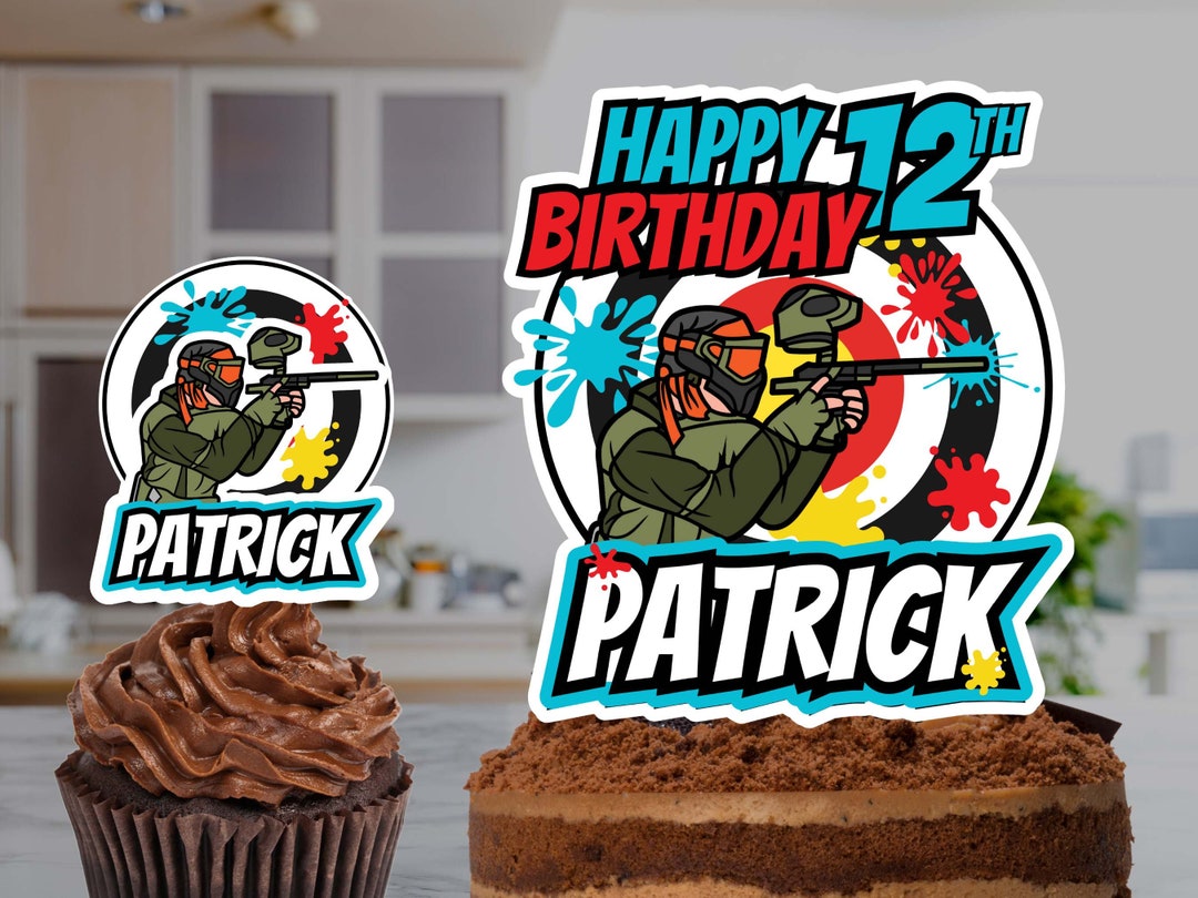 Paintball Cake & Cupcake Topper Bundle | Fast Shipping | Done for You ...