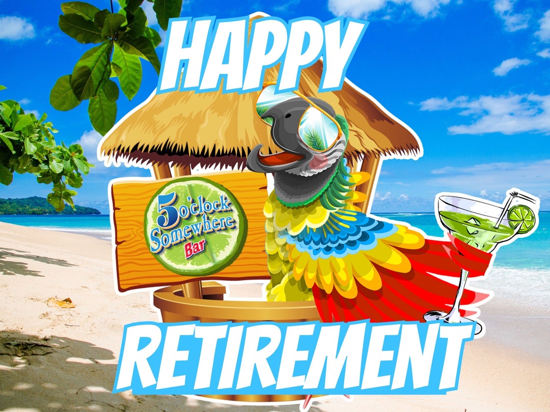 Printable Tropical Parrot Cake Topper Custom Retirement Birthday ...
