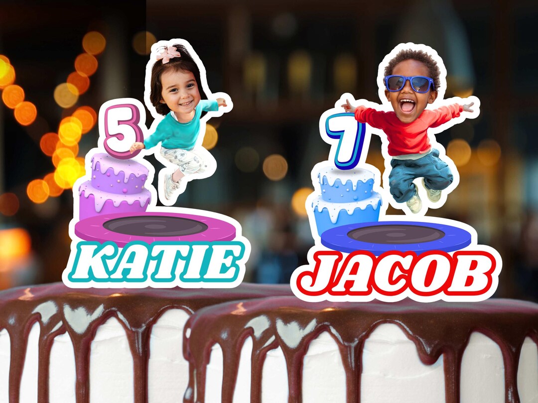 Printable Custom Jumping Bounce House Birthday Cake Toppers W/ Custom ...