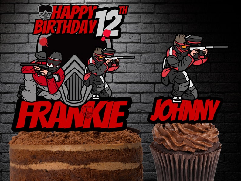 Paintball Cake & Cupcake Topper Bundle Fast Shipping Done - Etsy