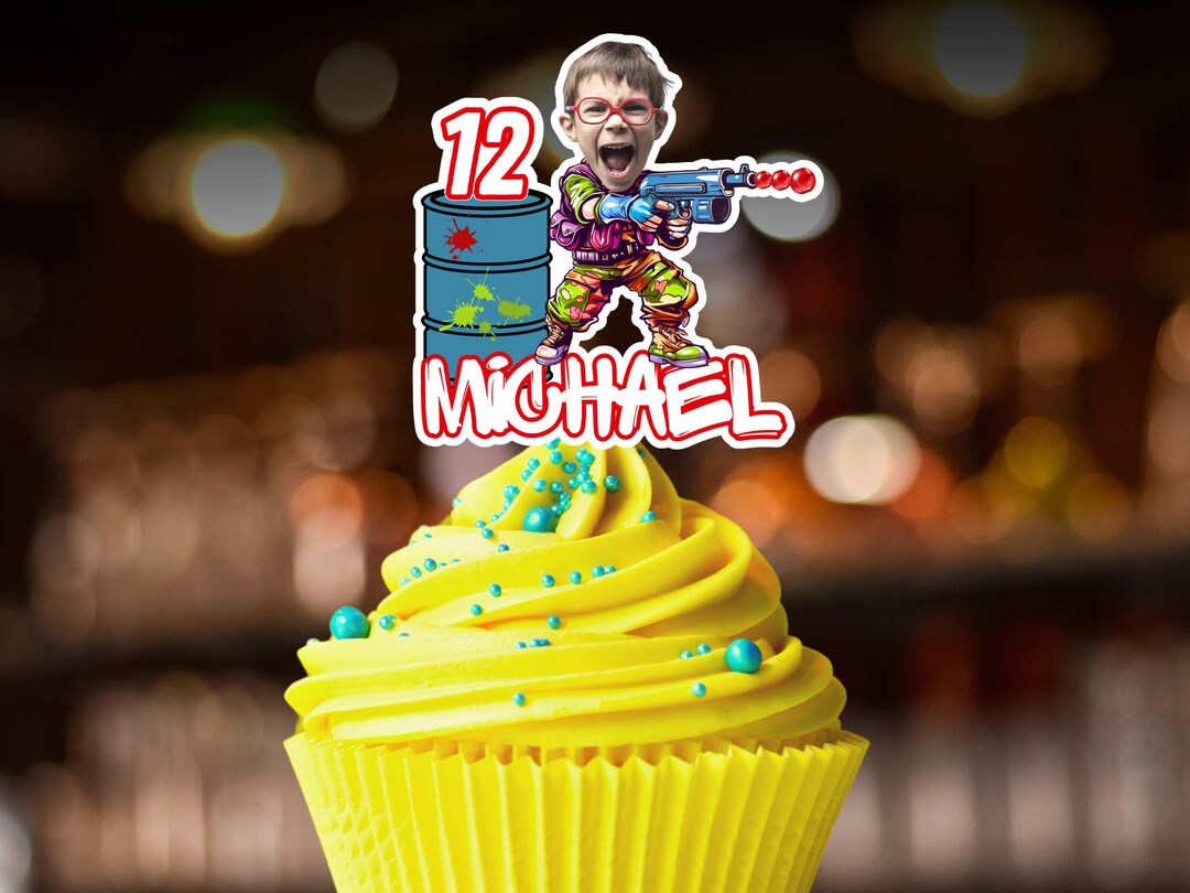 Printable Custom Paintball Cupcake Paint Ball Birthday Party Paintball ...