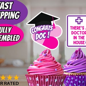 Doctor Graduation Hat Cupcake Toppers for Medical School Graduation ...