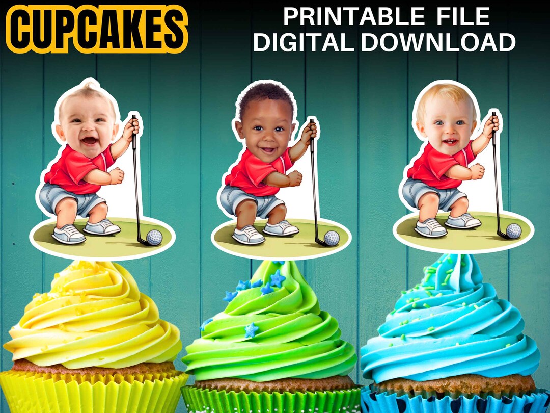 Printable Funny Baby Golf Birthday Cupcake, Drink Stirrers ...