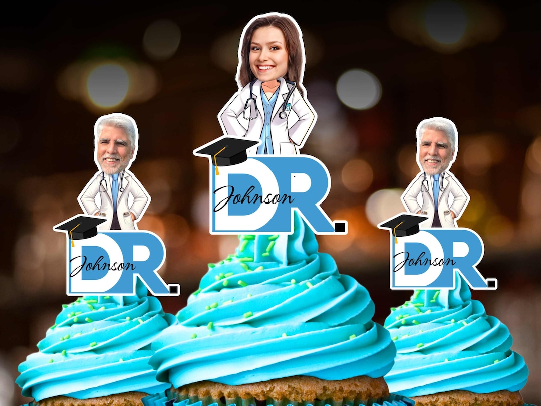 Doctor Graduation Party Fun Custom Face Decor Cupcake Toppers Medical ...