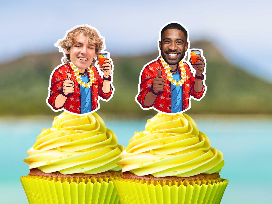 Printable Funny Tropical Cupcake Toppers Luau Tropical Shirt, 5 Oclock ...