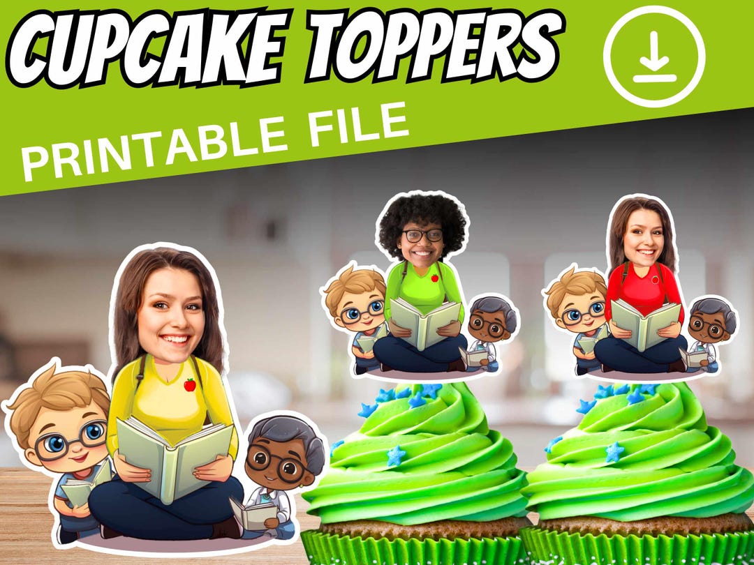 Printable Custom Teacher Cupcake Personalized Teachers Party Reading to ...