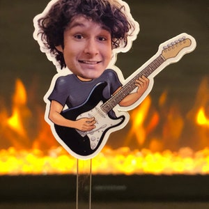 Funny Electric Guitar Drink Stirrers Personalized Face Guitarist Custom ...
