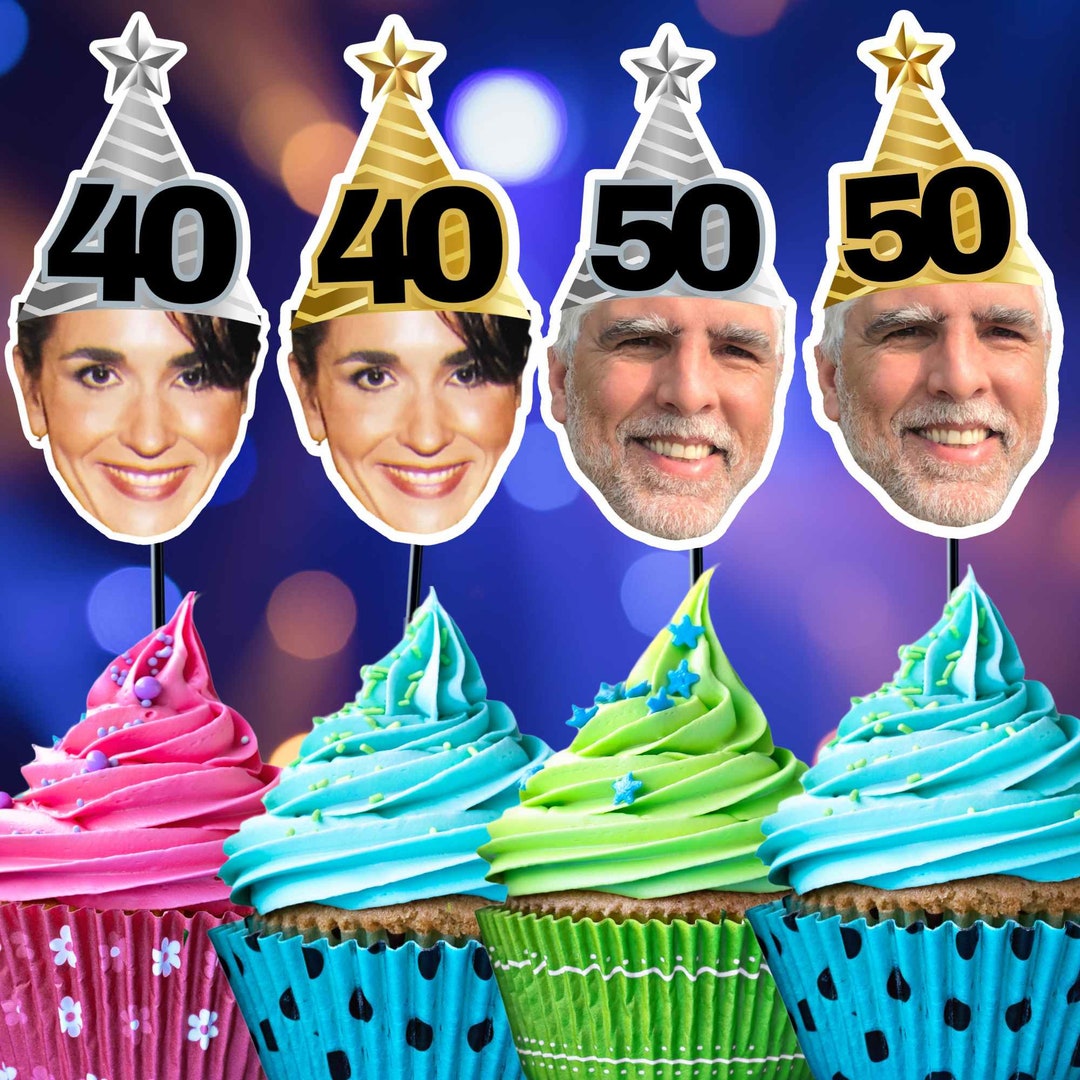 Funny Over the Hill Cupcake Birthday Personalized Cupcake Toppers for ...