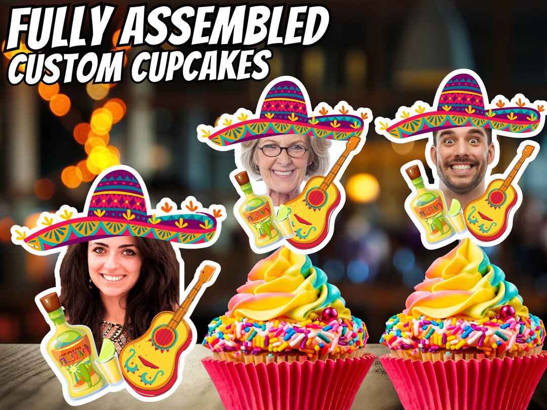 Sombrero Mexican Fiesta Cupcake Toppers Face on Stick Pinata Final ...