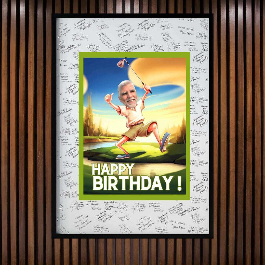Printable Funny Golf Retirement Birthday Gift Signature Poster Guest ...