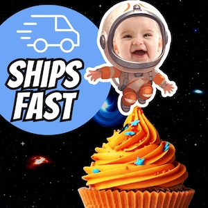 Cute Baby Space Cupcake Toppers With Rocket and Astronaut First Trip ...