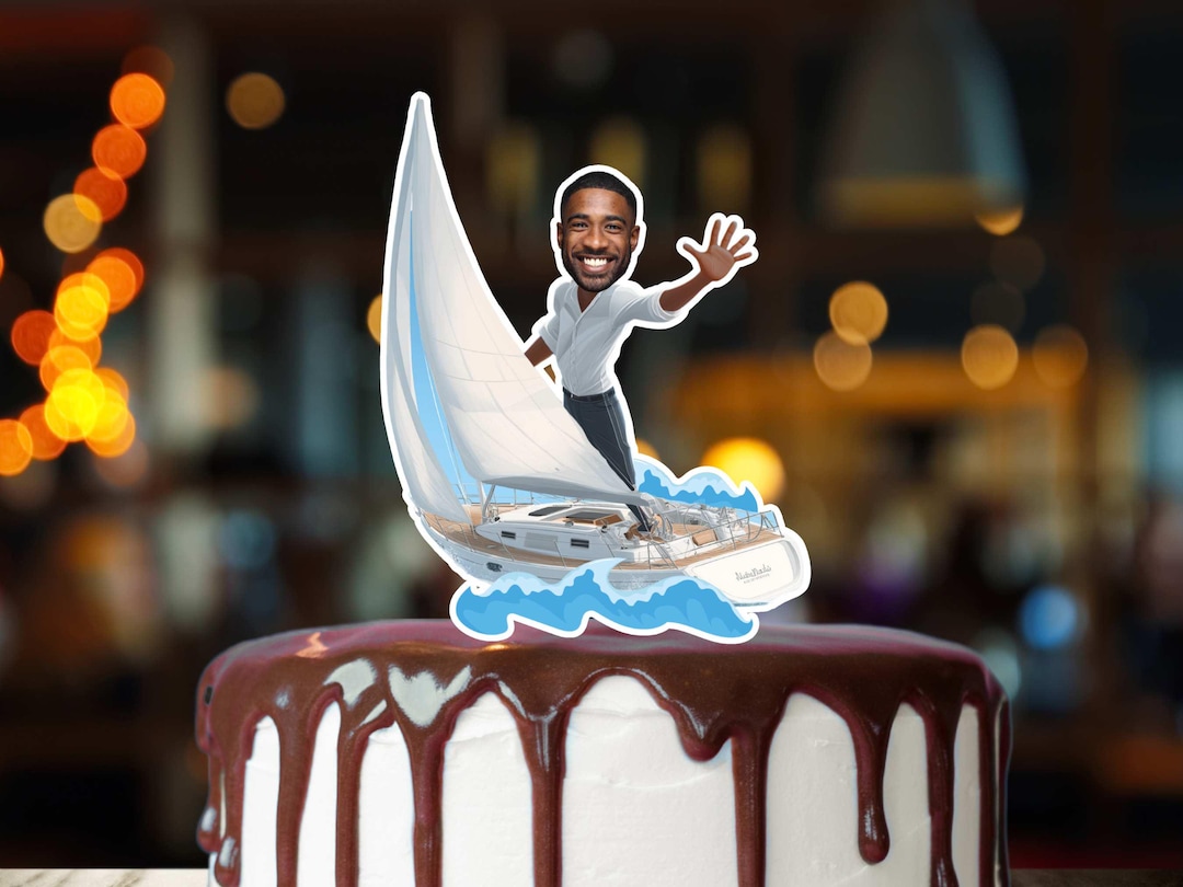 Printable Custom Yacht Club Cake Topper Personalized Birthday Sailboat ...