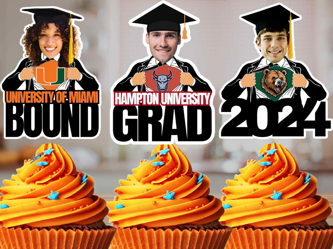 24 Custom Graduate Acceptance Custom Cupcake Topper Personalized Face ...