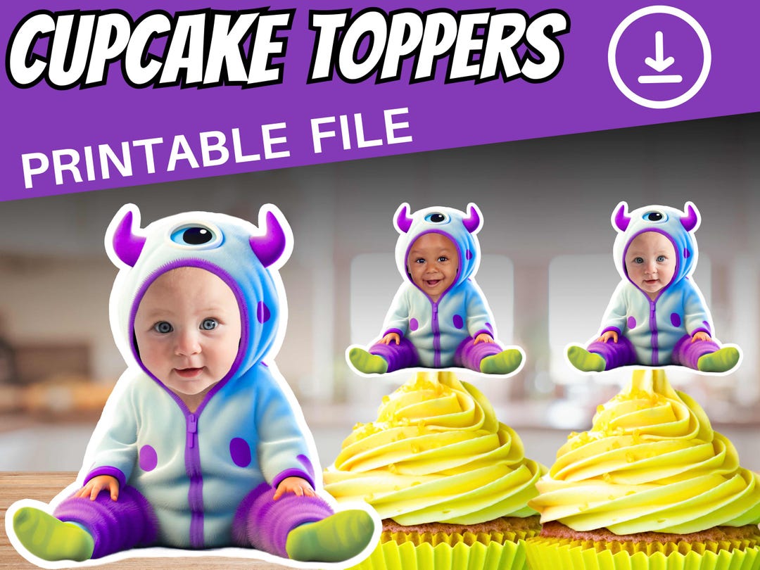 Printable One Little Monster Cupcake Toppers Custom Little Monster ...
