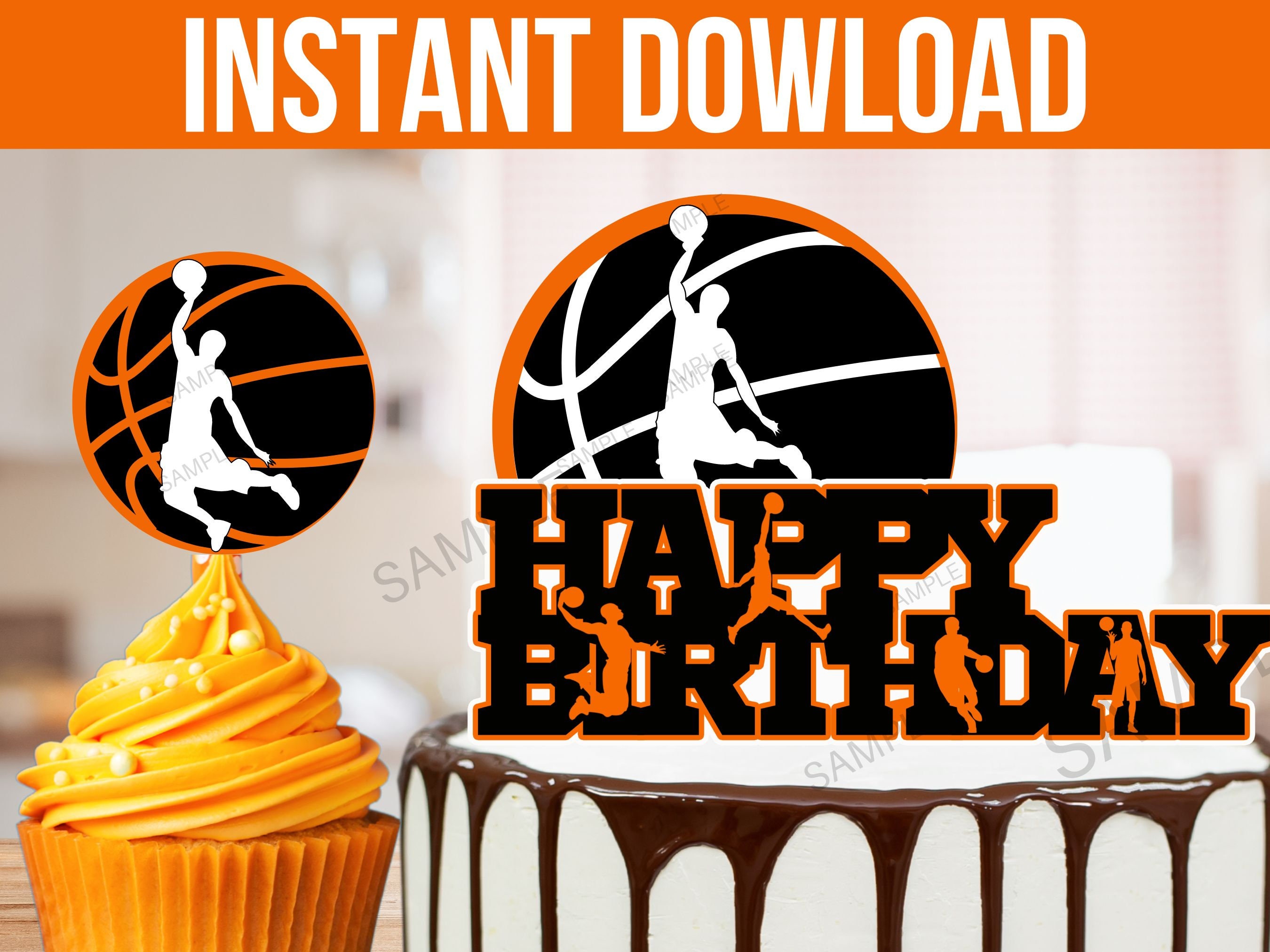 Basketball Cake Topper | Printable Custom Age | Instant Download ...