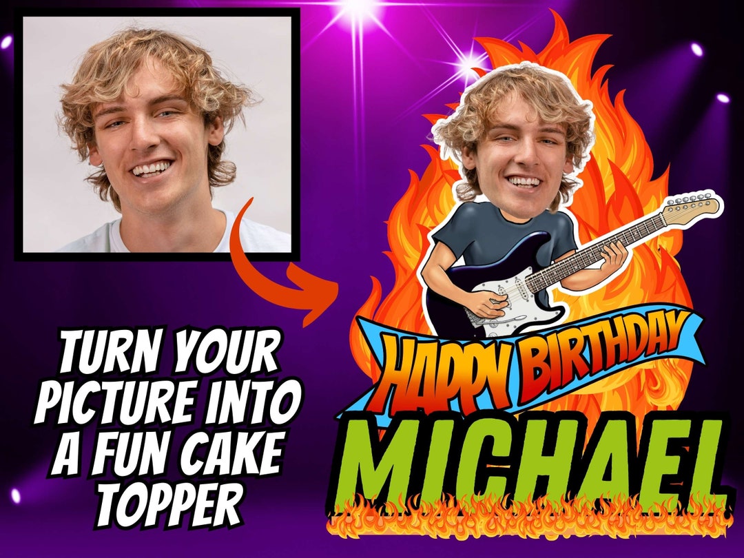Rock Star Guitar Birthday Cake Topper Bundle. Custom Personalized ...
