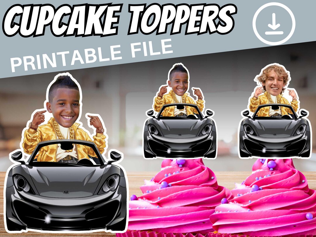 Printable Hip Hop Sports Car Cupcake Toppers Rapper With Fast Luxury ...