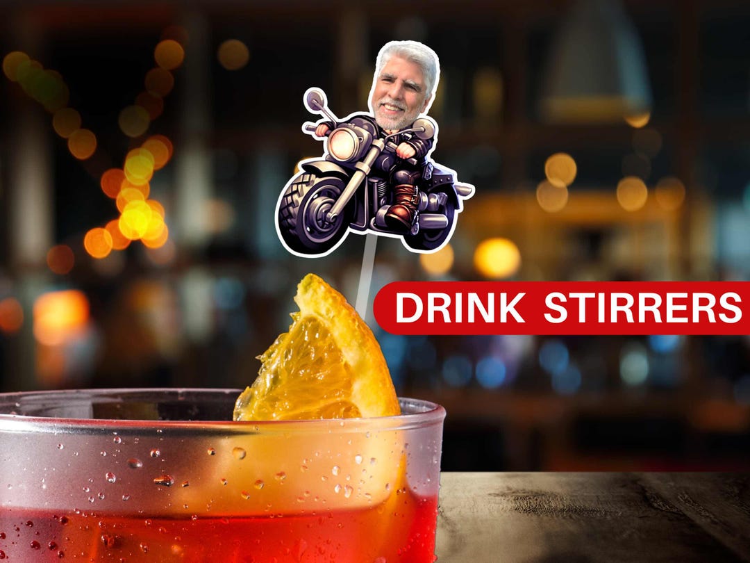 Funny Motorcycle Drink Stirrers Party Fun Biker Custom Face Birthday ...