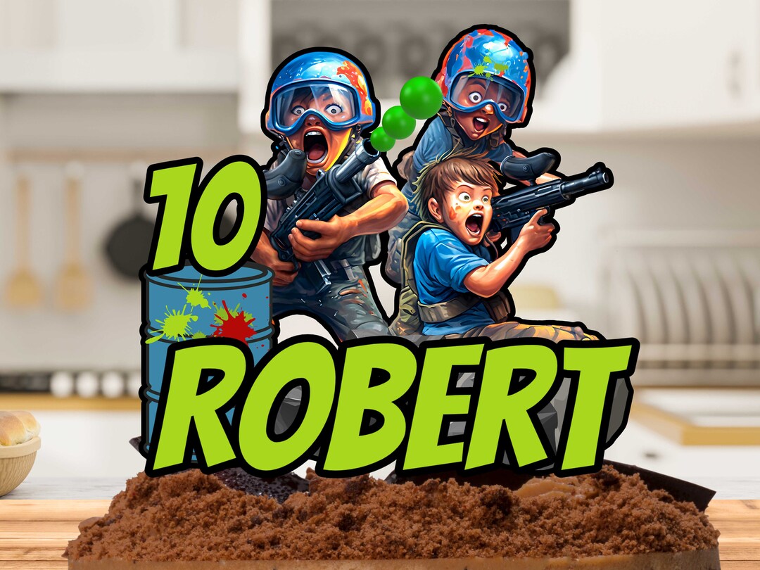 Paintball Birthday Cake Topper Digital Download Paint Ball Party Decor ...