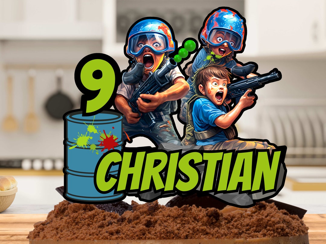Paintball Cake Topper Fast Shipping Done for You Paintball Decor Paint ...