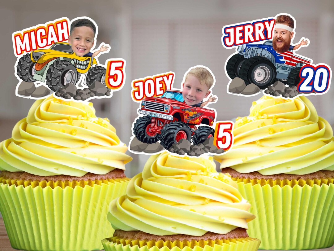 Funny Monster Truck Cupcake Toppers Party off Road Monster Truck W ...
