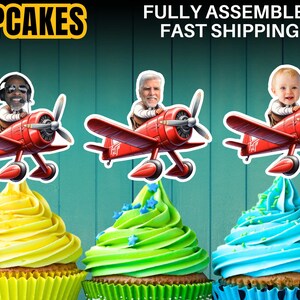 Funny Pilot Cupcake Plane Toppers Party With Airplane and Pilot With ...