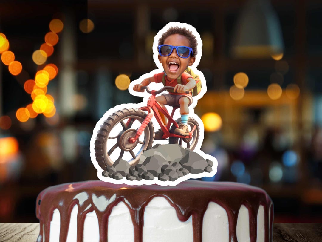 Mountain Bike Cake Topper. Biking Party Bicycle Decor With Name, Age ...