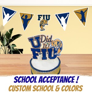 University Bunting Garland and Cake Topper Bundle | Graduation Party ...