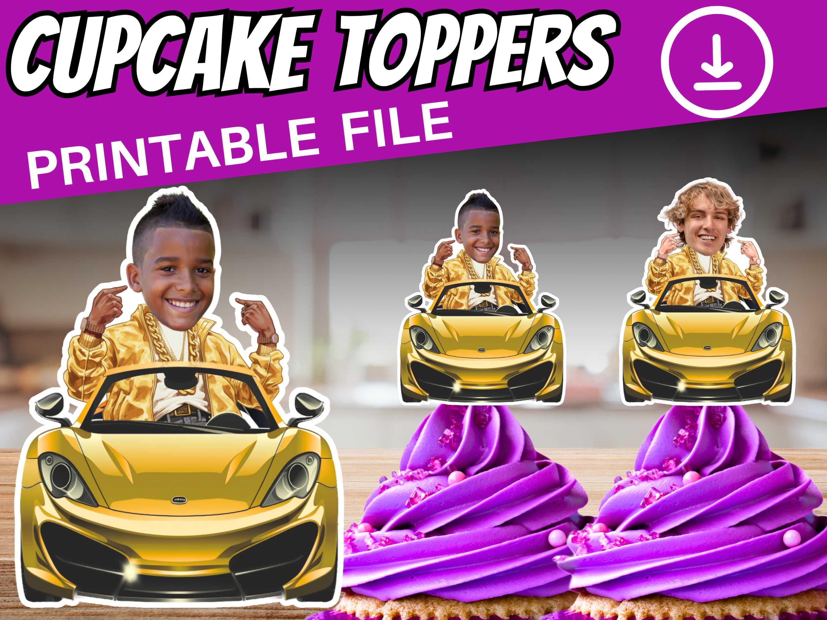 Printable Hip Hop Sports Car Cupcake Toppers Rapper With Fast Luxury ...