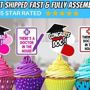 Doctor Graduation Hat Cupcake Toppers for Medical School Graduation ...