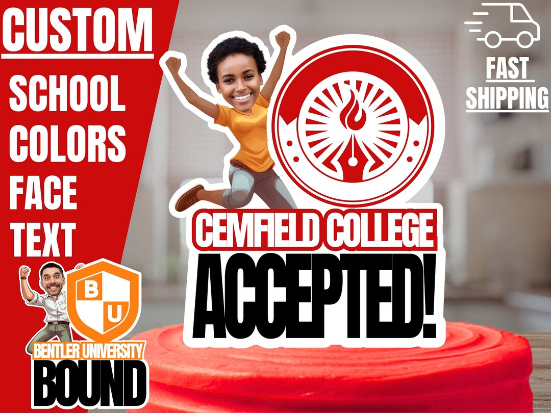 School Acceptance Cake Topper. Custom University College High School ...
