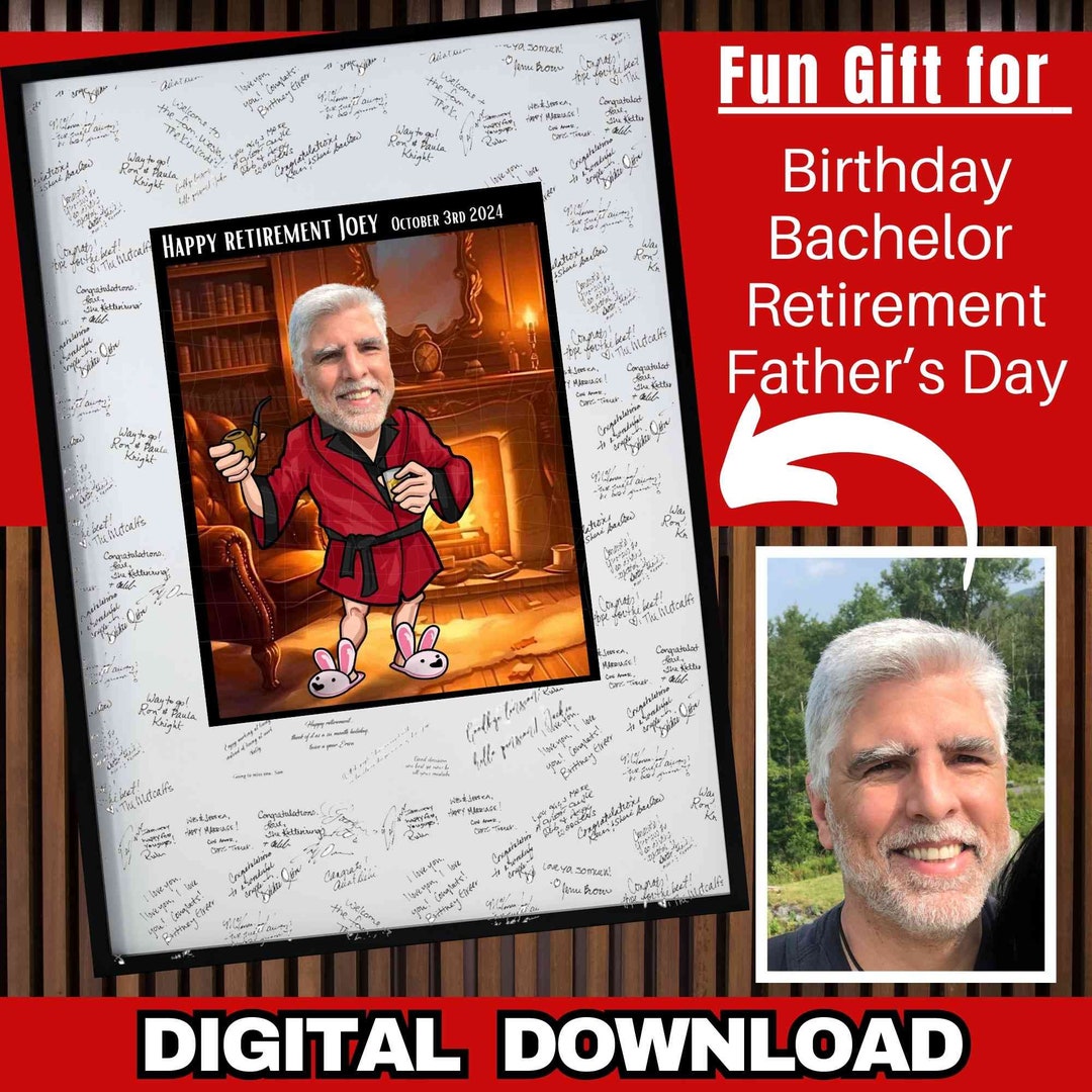 Printable Funny Man Gift Retirement Birthday Bachelor Signature Poster ...