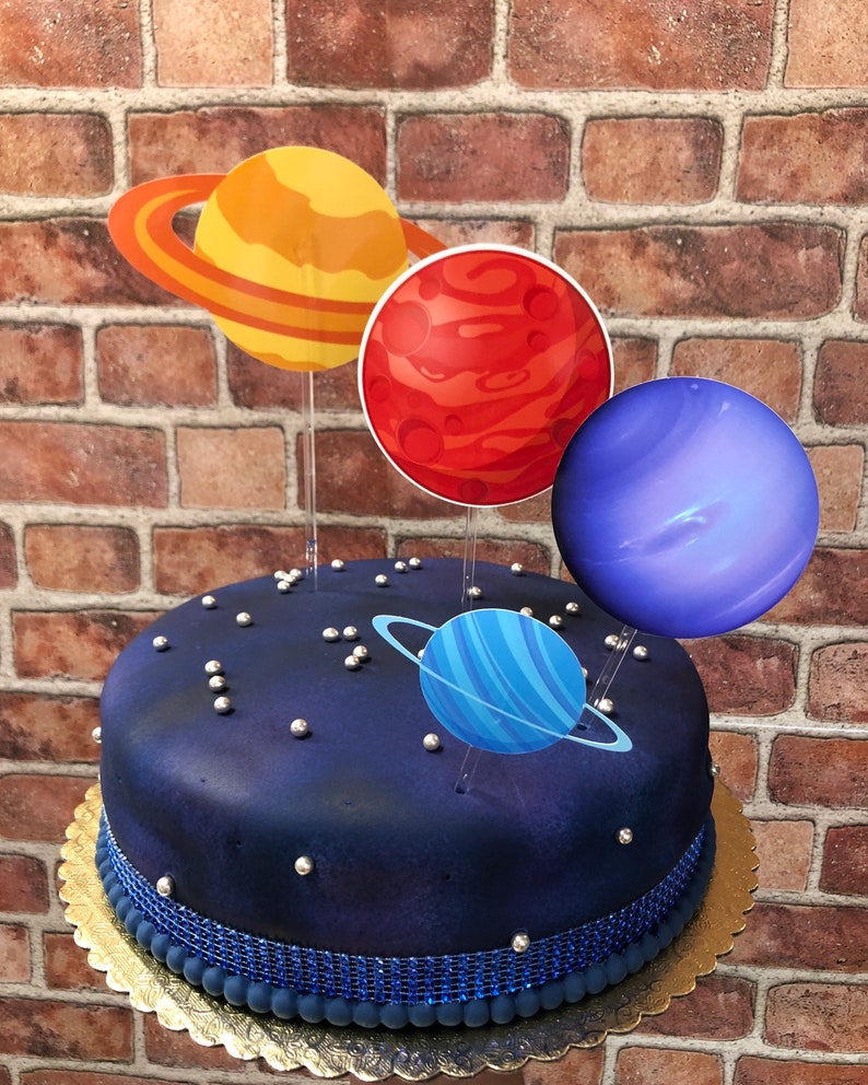 9 Planets and the Sun Solar System Card Stock Cake Toppers - Etsy