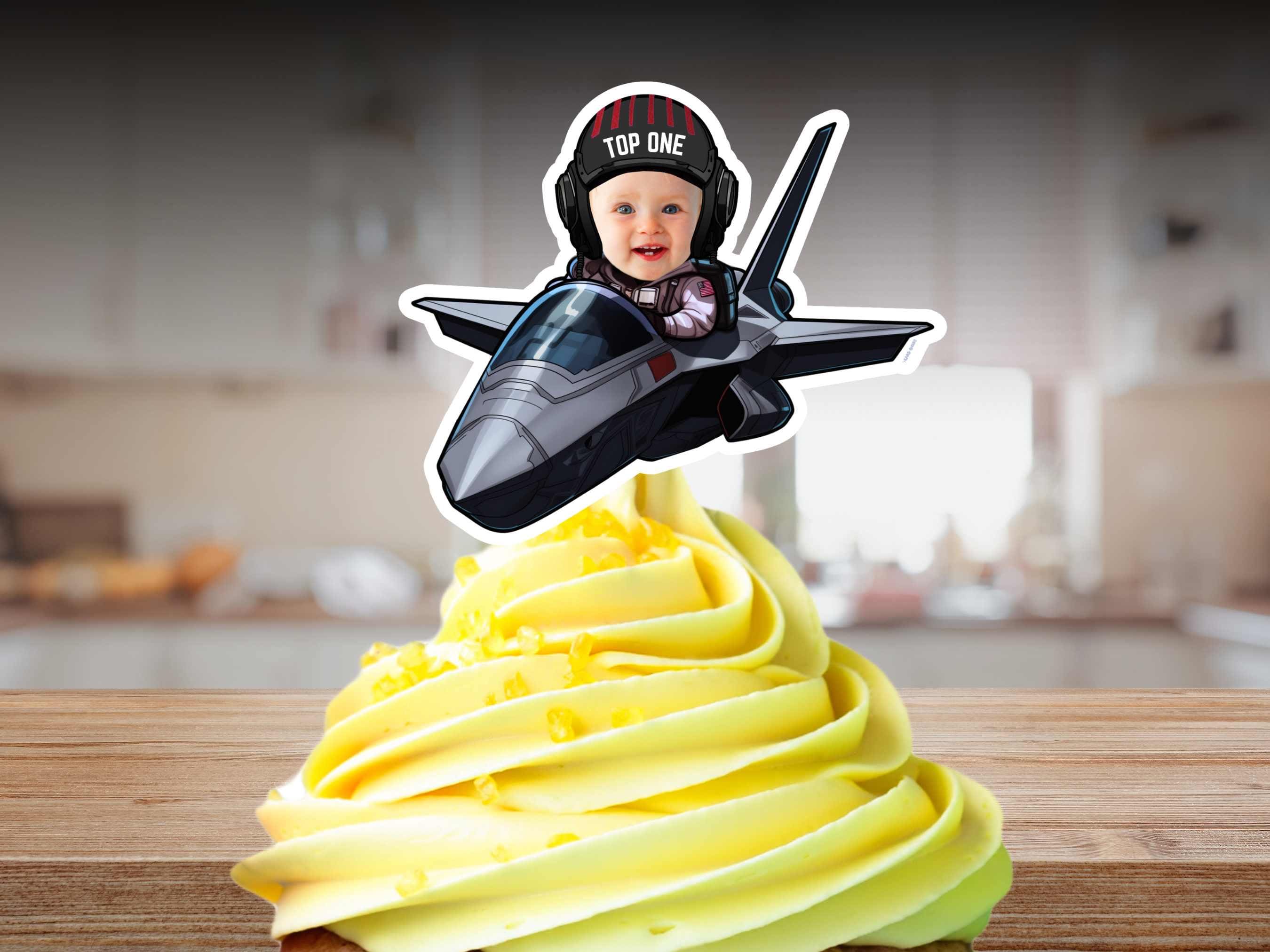 Funny Pilot Cupcake Plane Toppers Party With Airplane and Pilot With ...