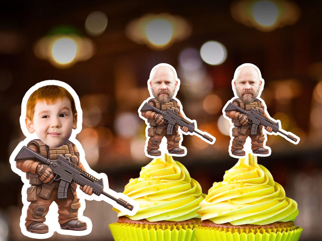 Printable Soldier Cupcake Personalized Face Military Combat Veteran ...