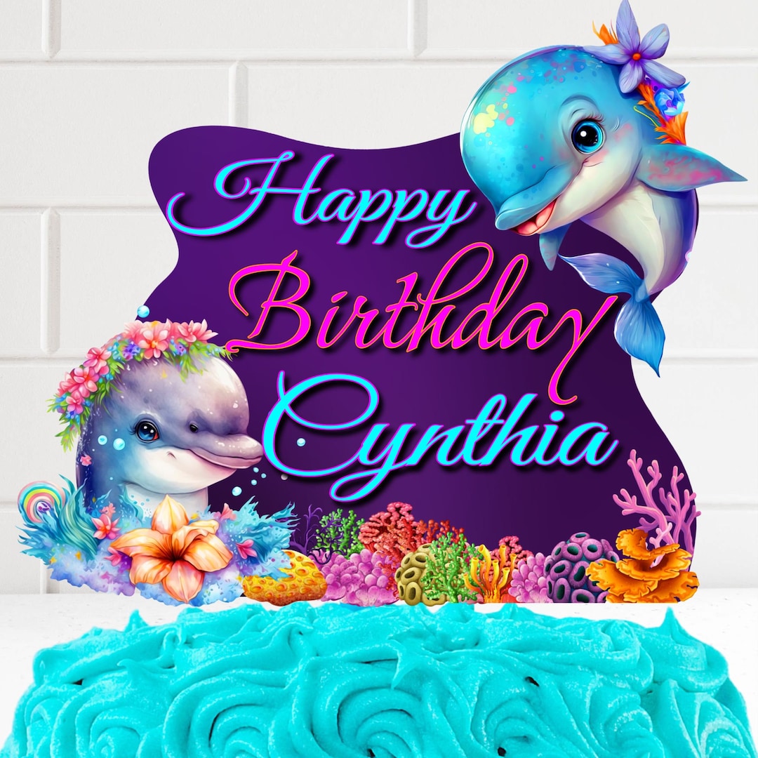 Dolphin Personalized Cake Topper/ Printable Digital File/instant ...