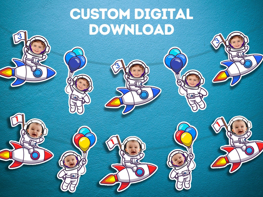 Printable Cute Baby Space Banner Custom Color Rocket and Astronaut ...