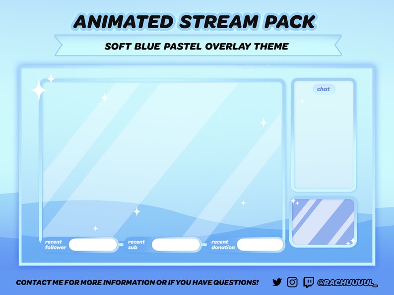Soft Blue Pastel Minimalistic Twitch Overlays, Panels, and Animated ...