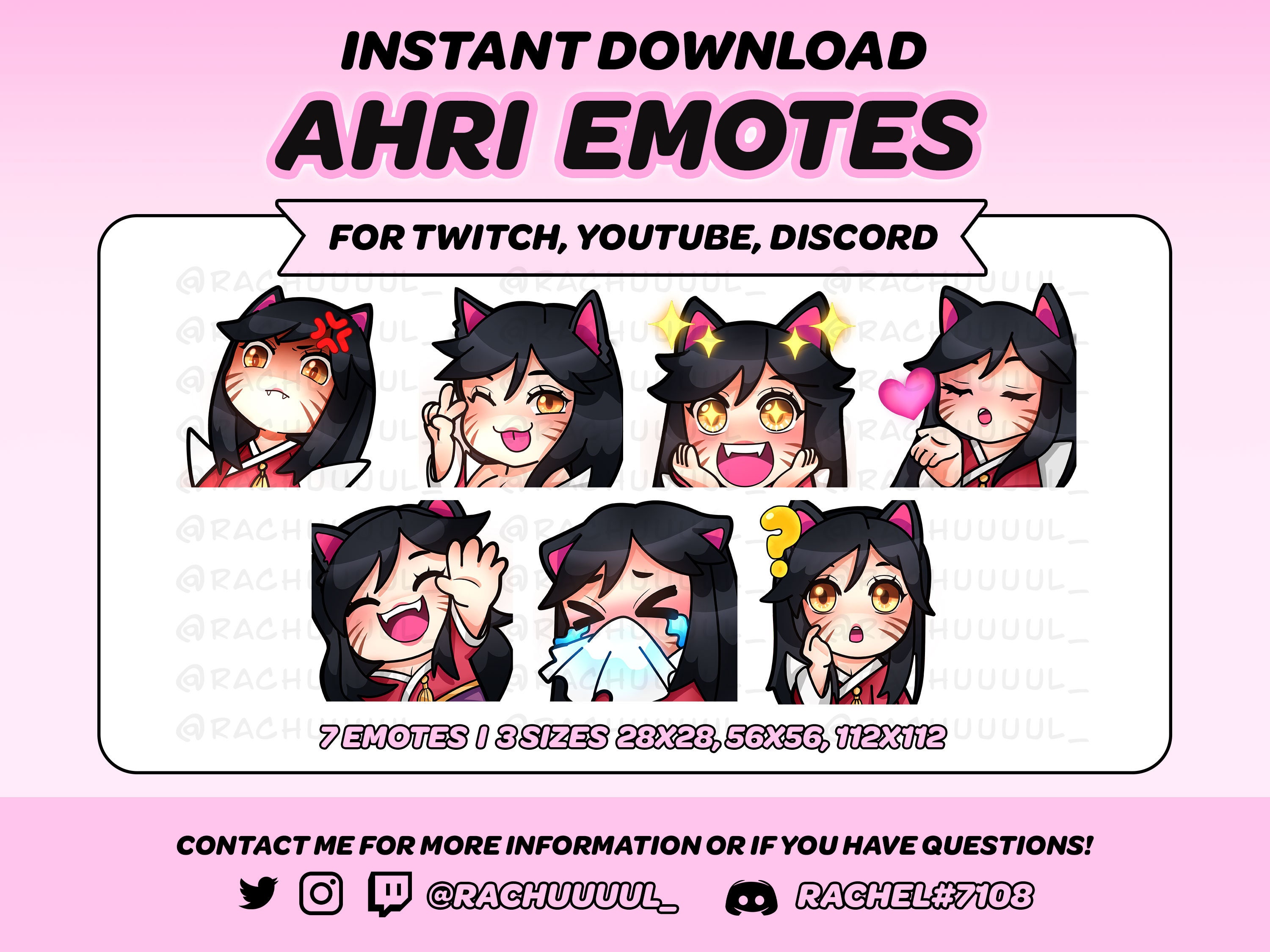 7 Ahri Emotes for Twitch | Discord | Youtube | League of Legends Emotes ...