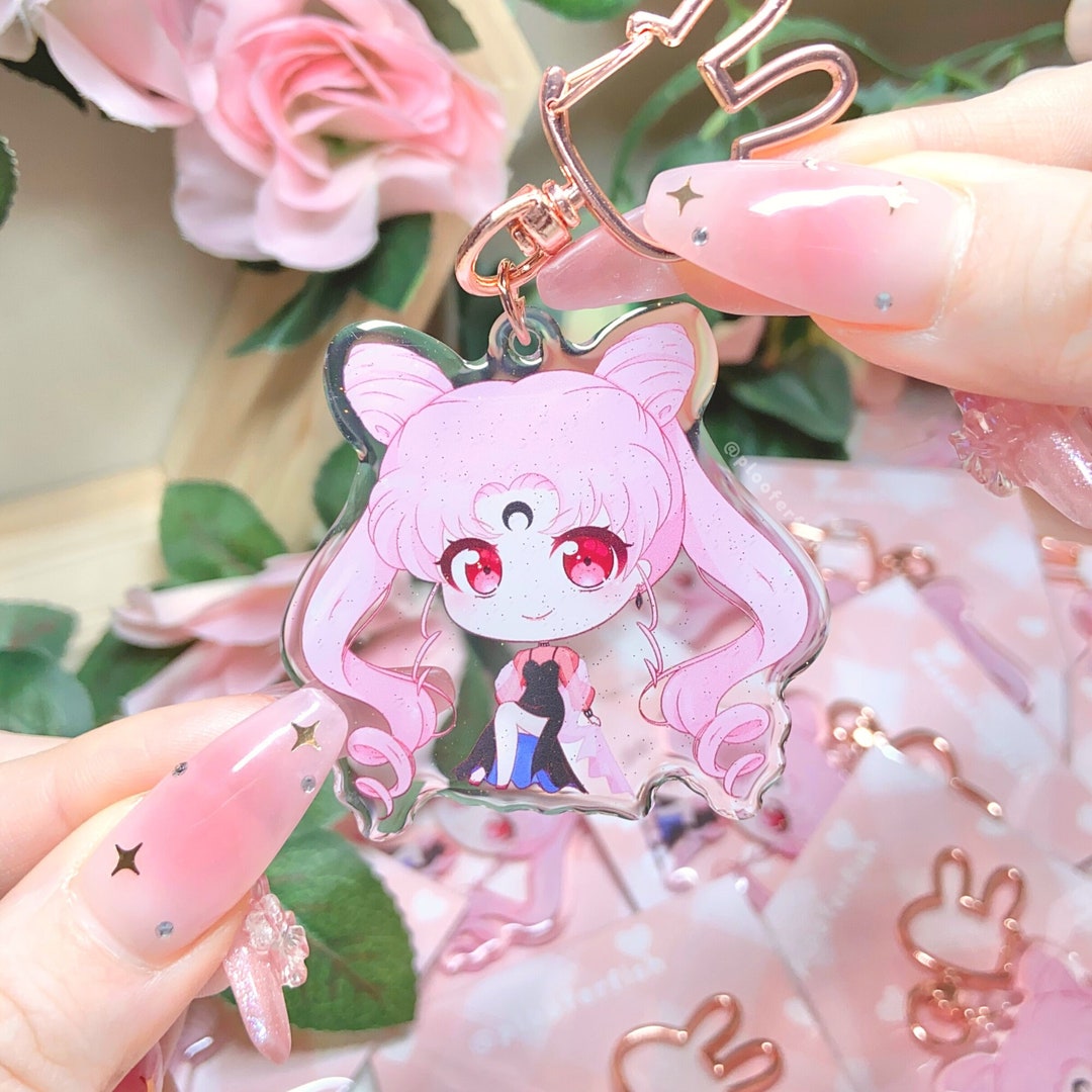 Black Lady Glitter Acrylic Charms | Double-sided Keychain | Anime Charm ...