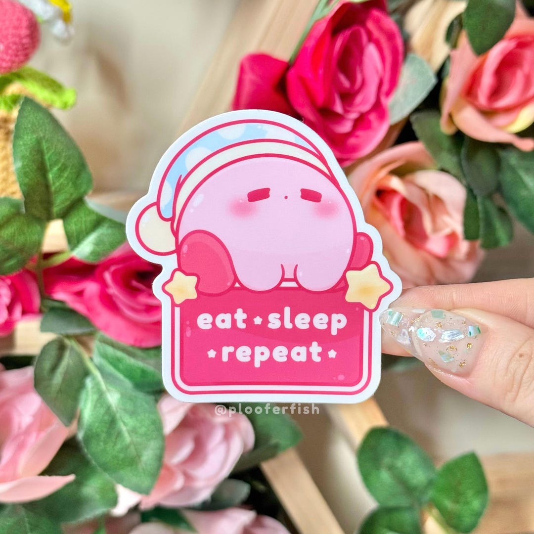 Eat. Sleep. Repeat. Kirbo Stickers | BUY 3 GET 1 FREE | Cute Matte ...