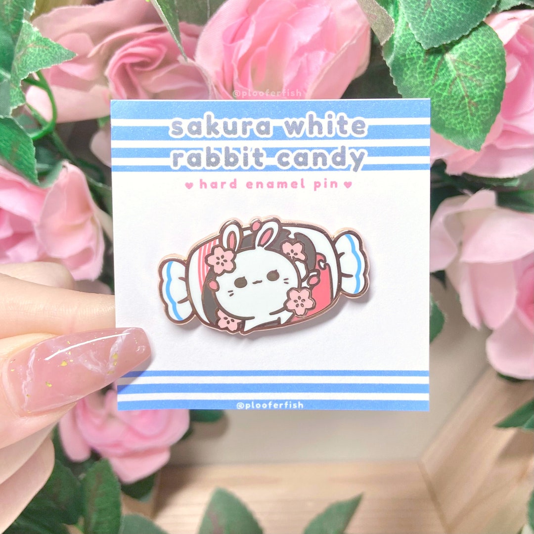 Sakura White Rabbit Candy Pins | Cute Hard Enamel Pin - Etsy Canada