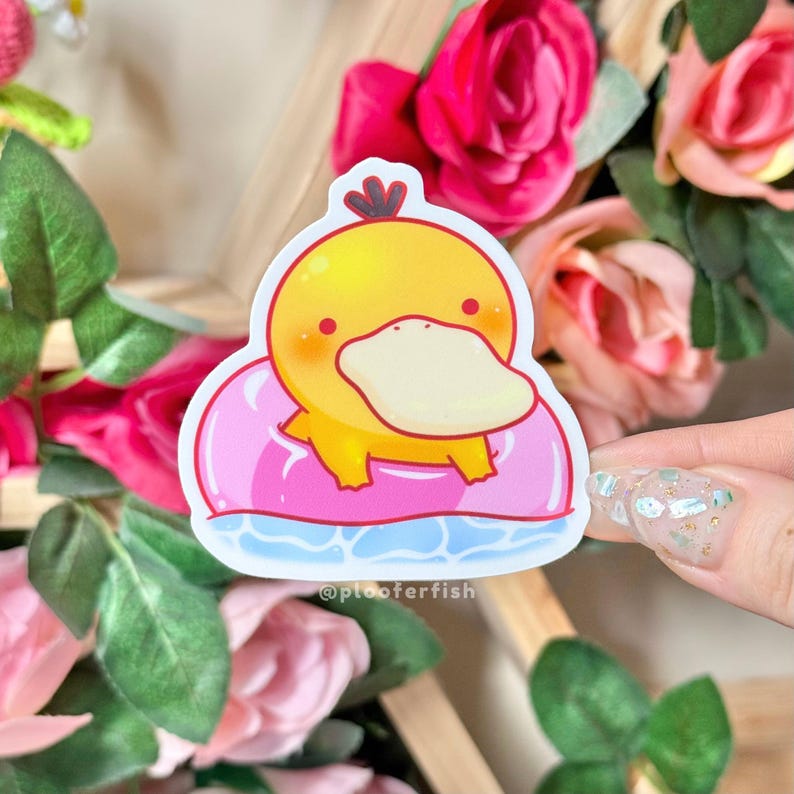 Psyduck in a Floatie Stickers | BUY 3 GET 1 FREE | Cute Matte ...