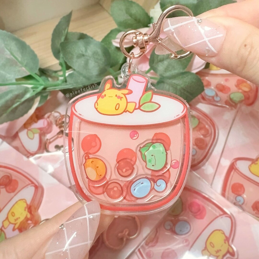 Poké Starters in Boba Land Acrylic Shaker Charms | Double-sided ...