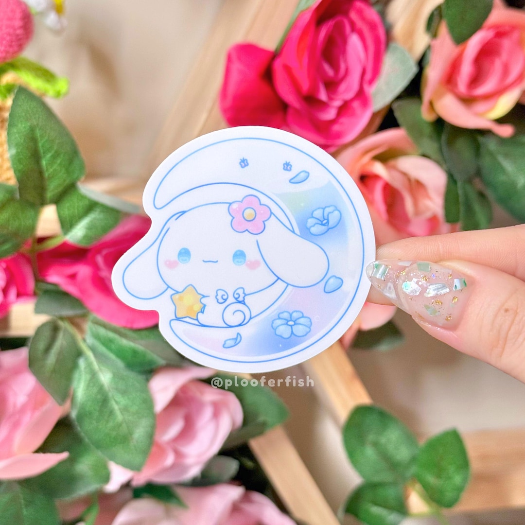 White Fluffy Cinna Dog on the Moon Stickers | BUY 3 GET 1 FREE | Cute ...